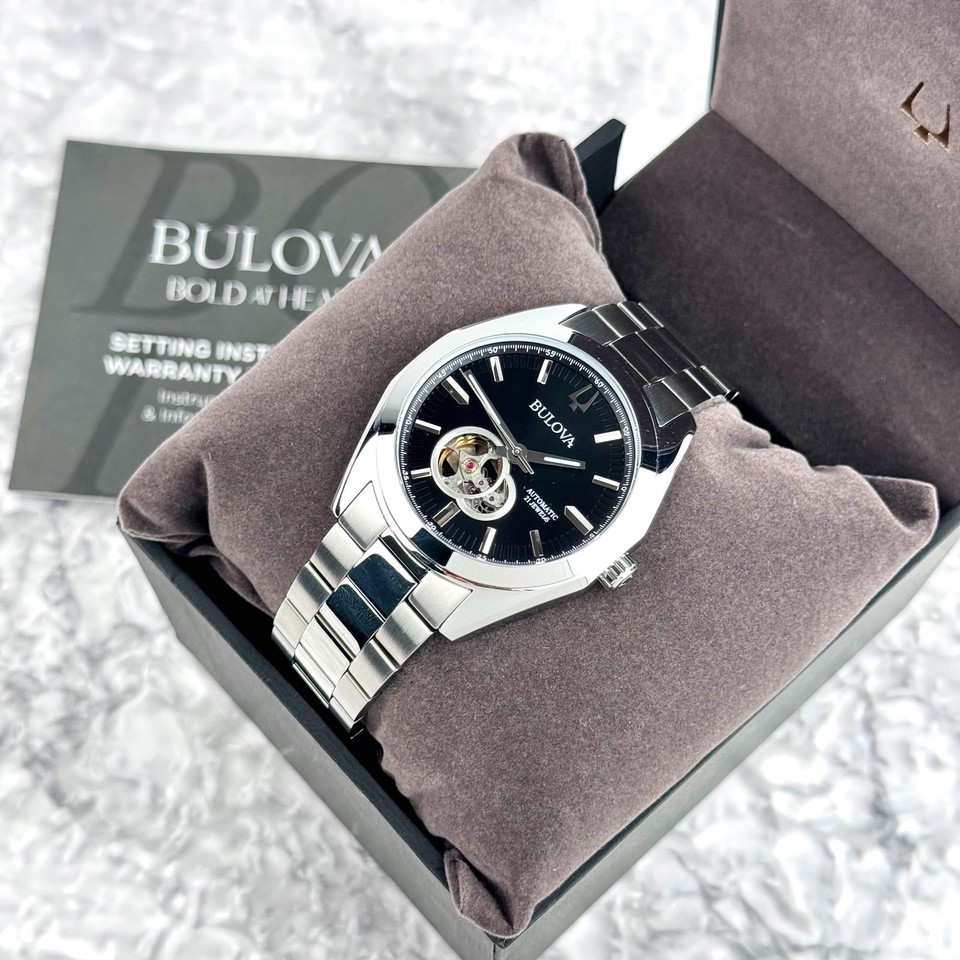 Bulova Surveyor Automatic Black Dial Silver Stainless Steel Men's Watch ...