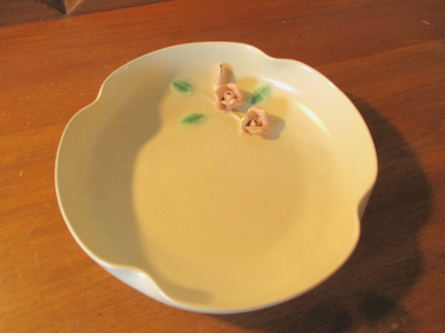CALIFORNIA POTTERY CALIENTE ROSE BOWL 7 1/4" IVORY PINK HALDEMAN CO ...
