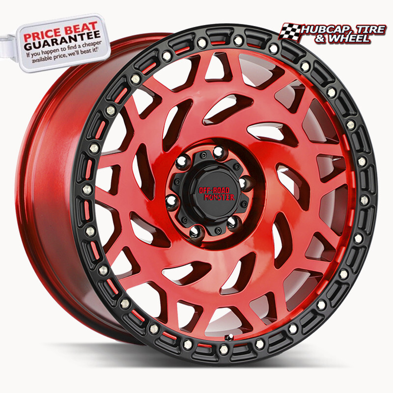 OFF ROAD MONSTER M50 CANDY RED BLACK RING - 20X9.5 - 8X165.1 BP, NEG ...