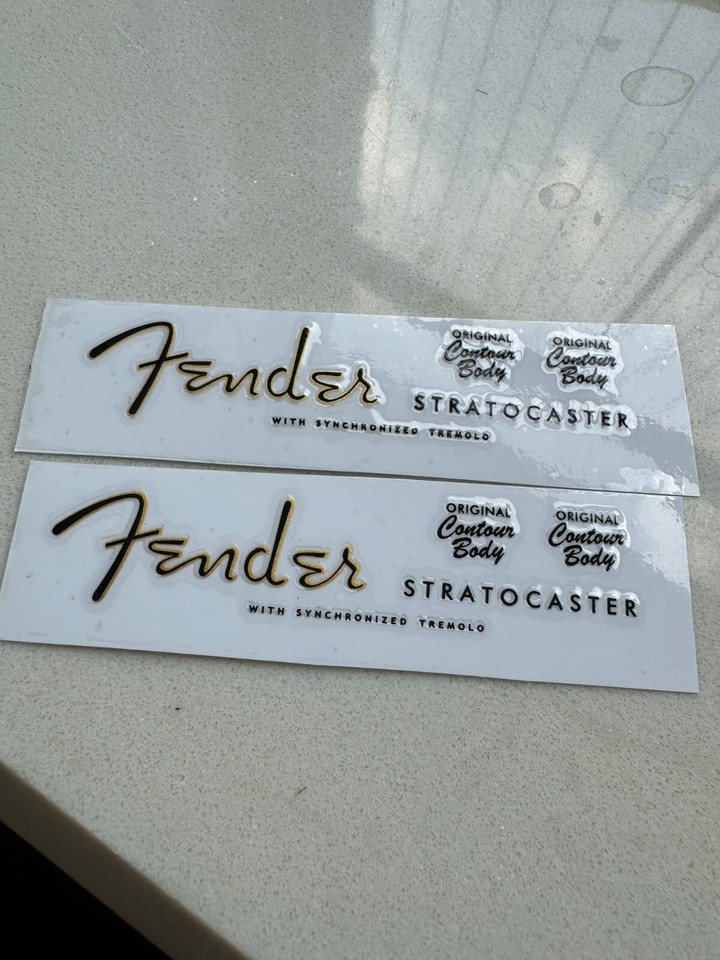 2Pcs FENDER STRATOCASTER Guitar Vinyl UV Transfer Neck Headstock ...