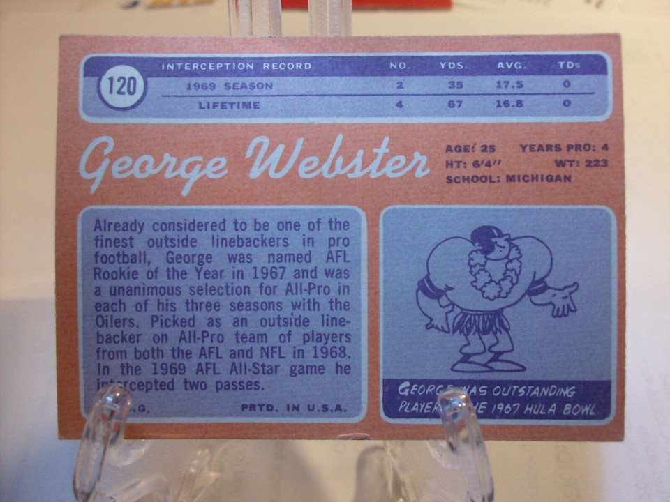 1970 Topps Football #120 - George Webster RC - Houston Oilers 70-230 | eBay