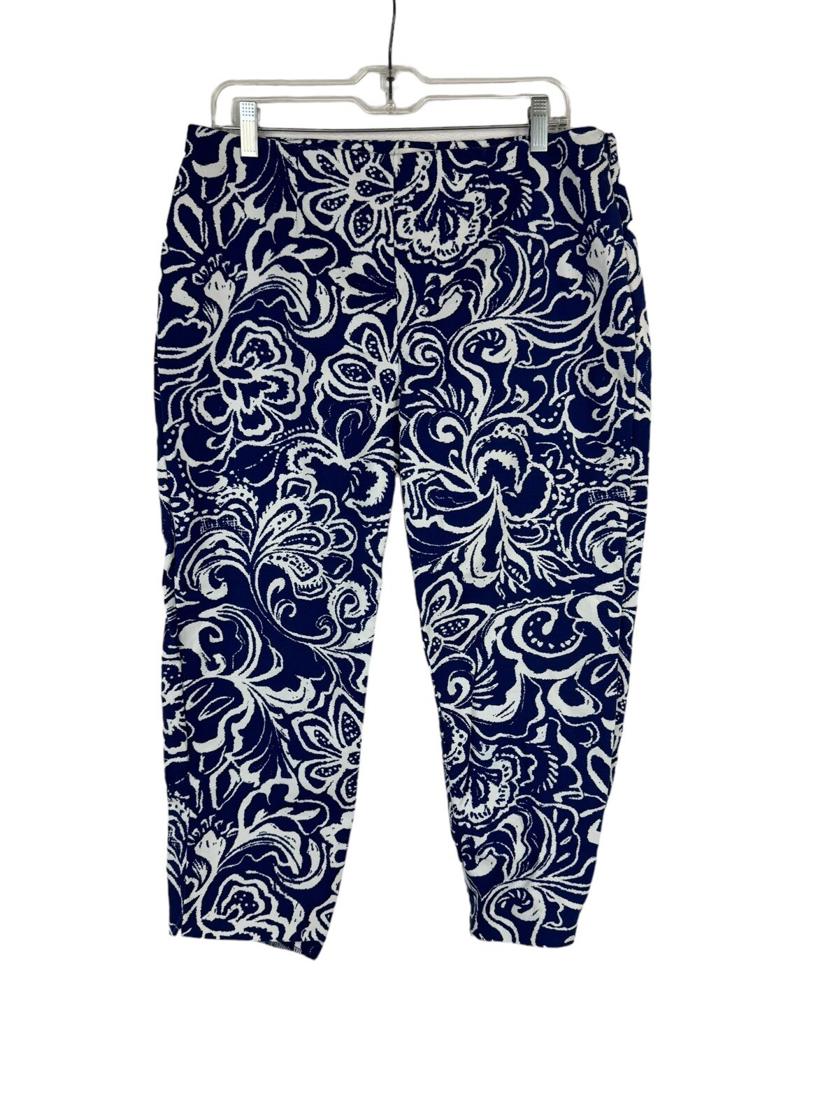 Chico's White w Blue Paisley Stretch Cotton Capris Pants Size 1.5 ...