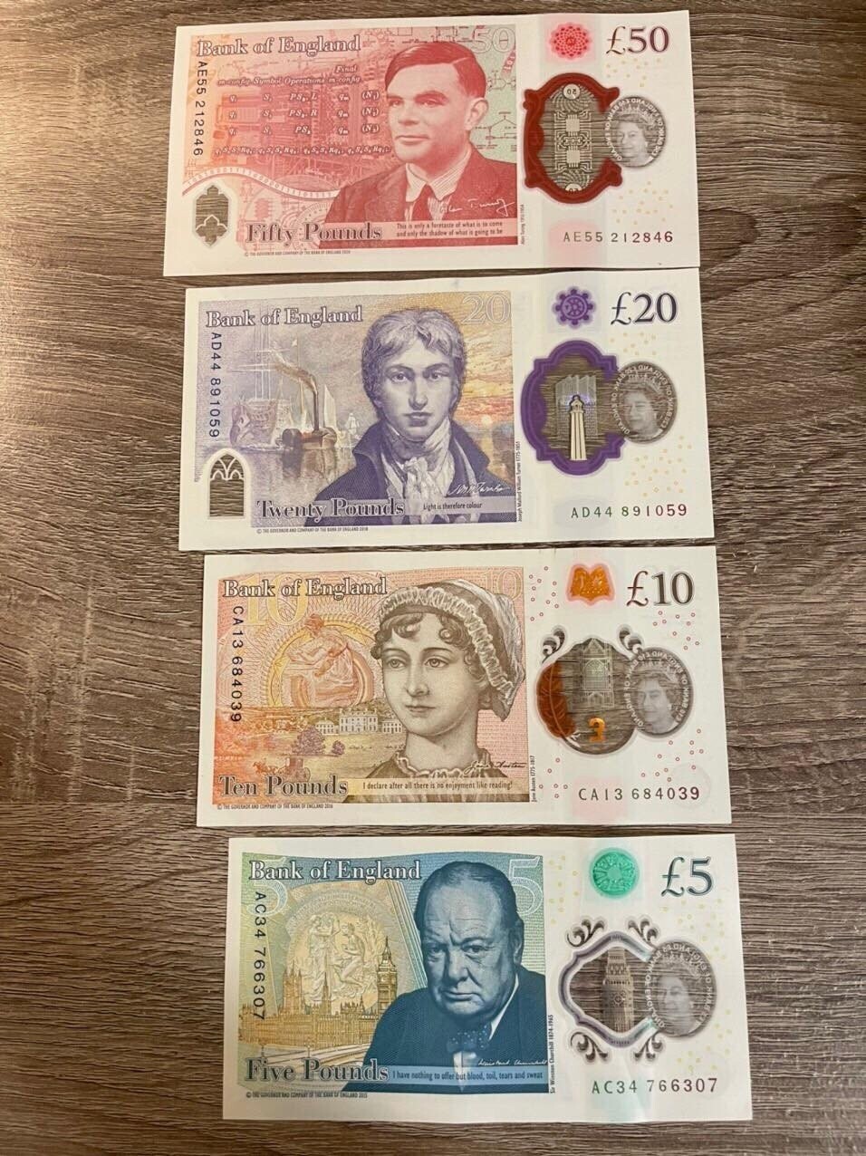 £50+£20+£10+£5 England Banknotes Circulated Q.E.II. £85 British Pounds ...