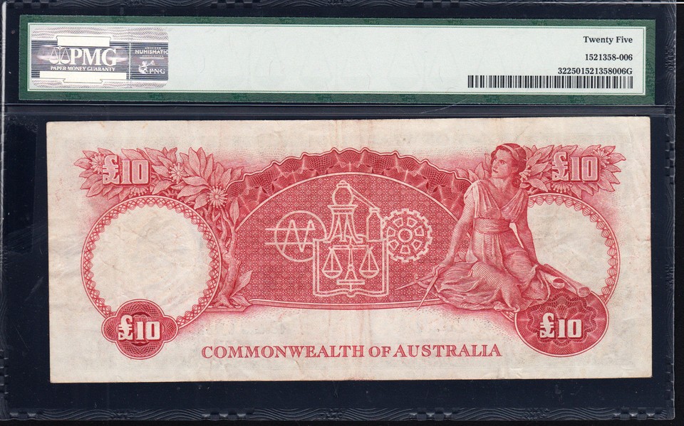 Commonwealth Bank Australia Banknote 1954 Coombs Wilson £10 Pound PMG ...