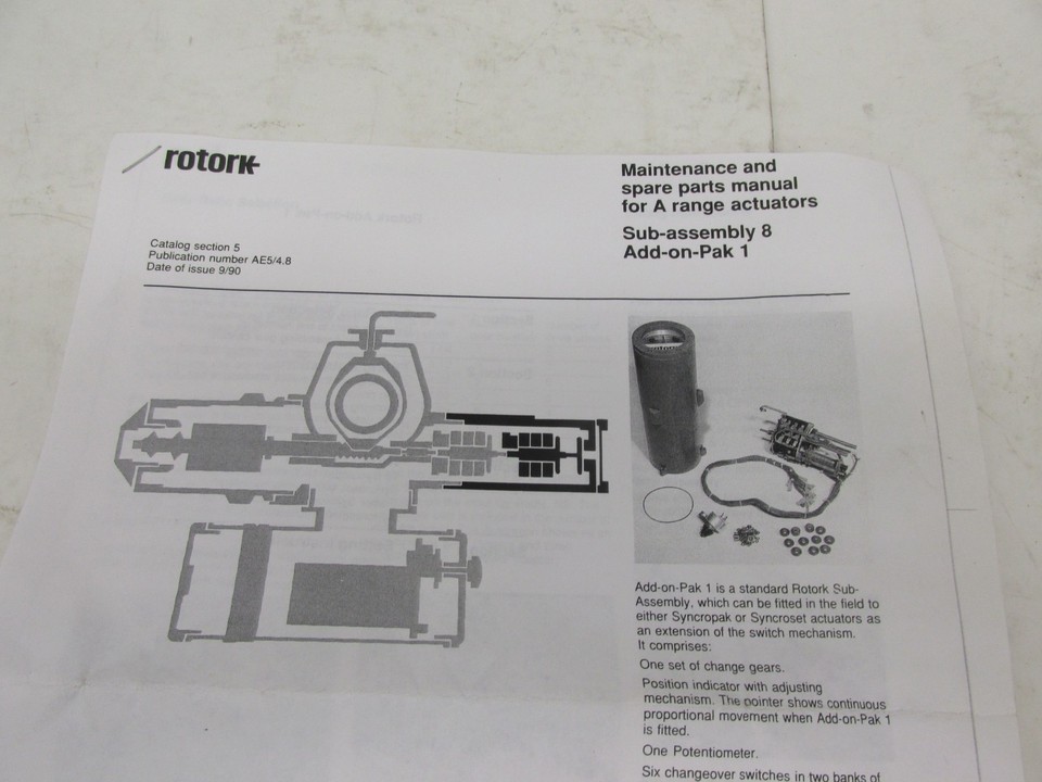 New Rotork 00-07/WE129401 Maintenance Spare Parts for A Range Actuators ...