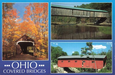 Postcard OH Ohio Covered Bridges Wooden Rivers Streams Autumn Fall ...