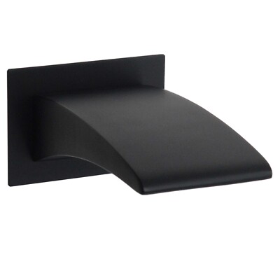 Matt Black Brass Waterfall Bath Spout Wall Bathtub Curved Filler Tap ...