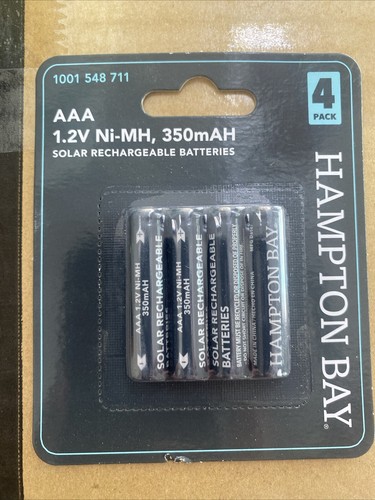 Hampton Bay AAA Battery 350 mAH 1.2 Volt Solar Rechargeable NiMH 4 Pack ...
