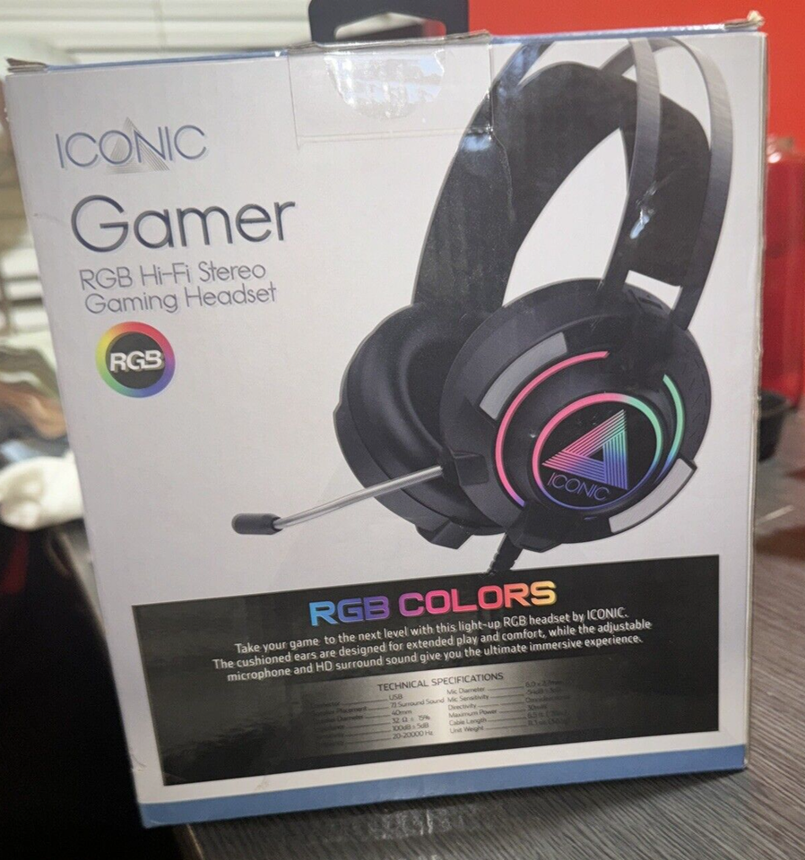 Iconic Gamer RGB Colors Hi-Fi Stereo Gaming Headset/ Flexible ...