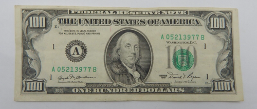 1981 A $100 Hundred Dollar Bill Federal Reserve Note Boston MA Vintage ...