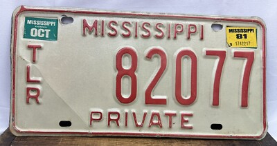 1981 Mississippi Private Trailer License Plate Tag TLR 82077 | eBay