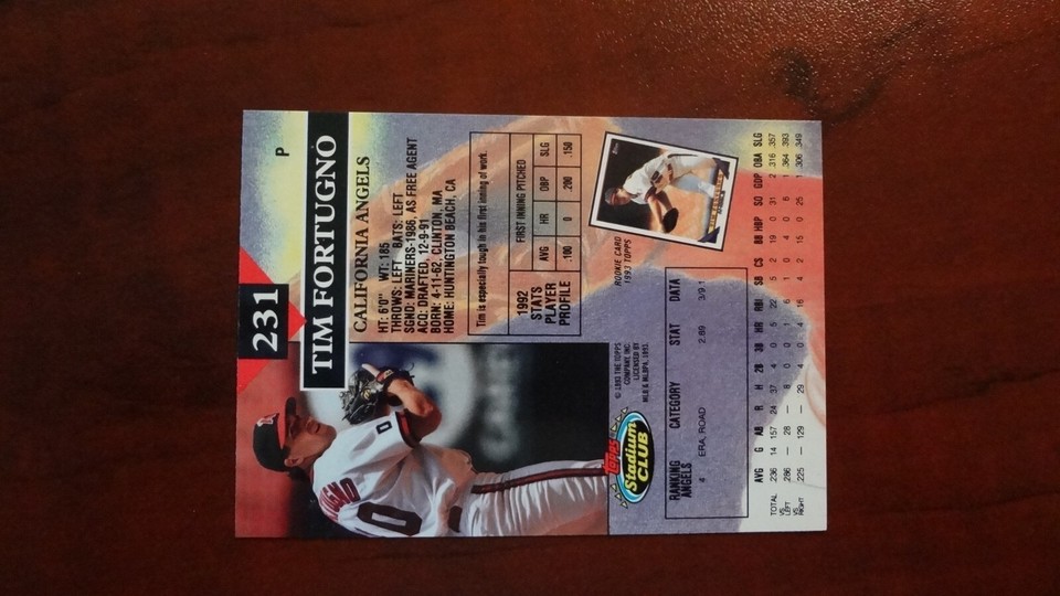 1993 TOPPS STADIUM CLUB # 231 TIM FORTUGNO BASEBALL CARD | eBay