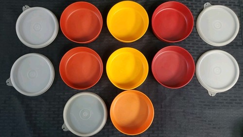 Vintage Tupperware Little Storage -7 bowls with 5 Lids Harvest Colors ...