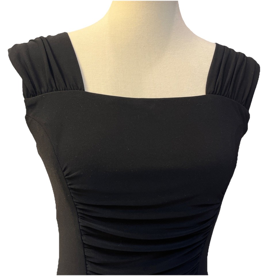 Joseph Ribkoff Black Jersey Sexy Ruched Tank Top Deep V-Back Size 4 ...