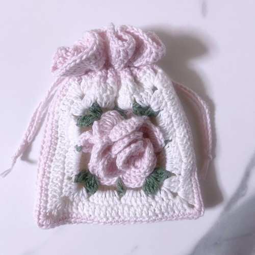 Rose Drawstring Pouch Handmade Crochet Knitting | eBay