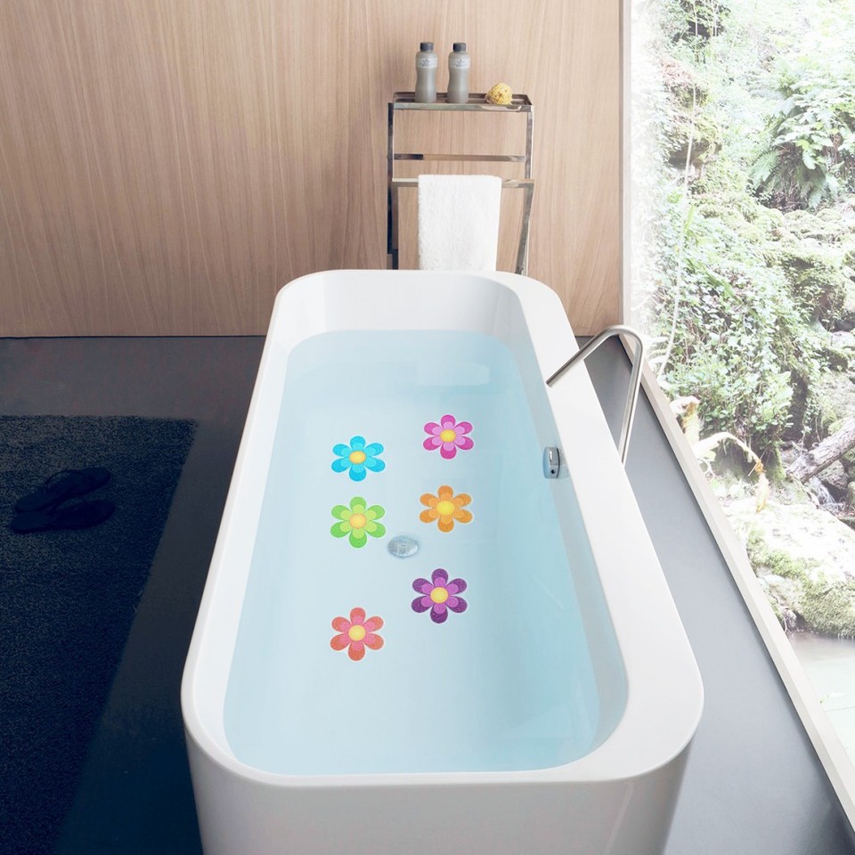 10 Pcs Colorful Flower Anti Decals Self Adhesive Stickers for Bathroom ...