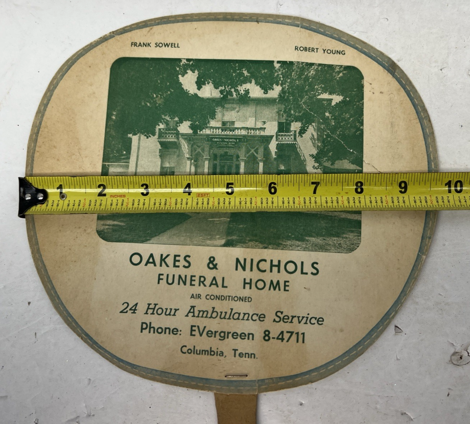 Vintage Advertising Hand Fan Oakes & Nichols Funeral Home Columbia ...