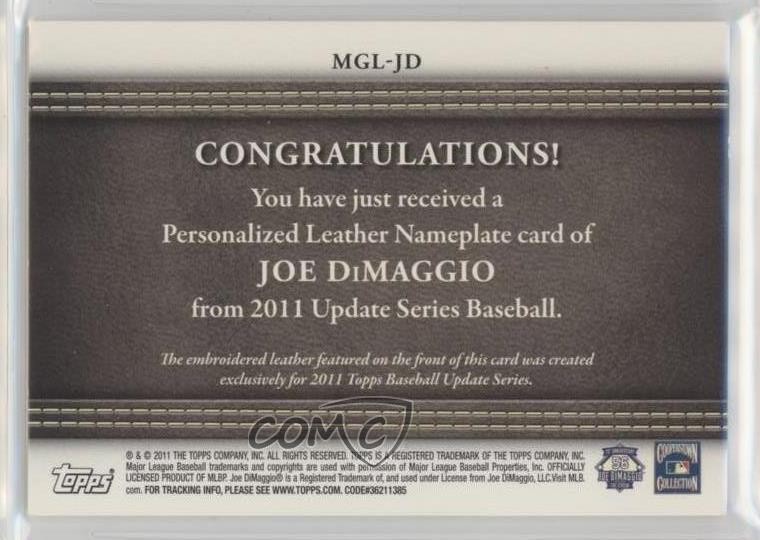 2011 Topps Manufactured Glove Leather Nameplate Black /99 Joe DiMaggio ...