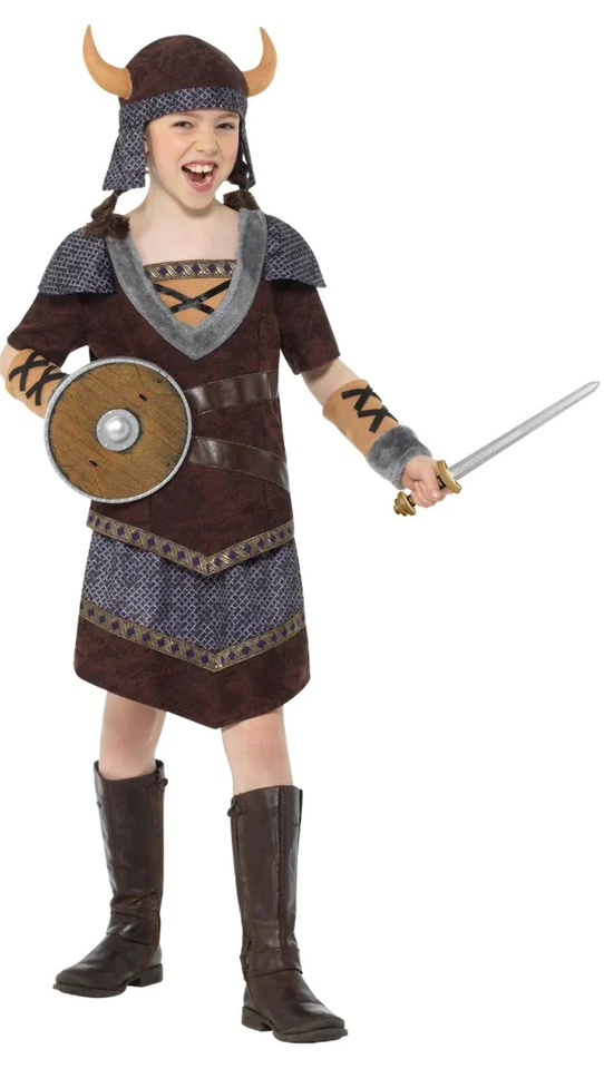 Girls Viking Costume Fancy Dress Norse Saxon Kids Book Day Outfit | eBay