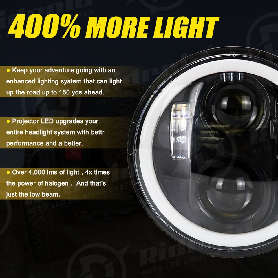 4PCS 5 3/4" 5.75 Projector round LED Headlights Sealed Beam Halo Ring ...