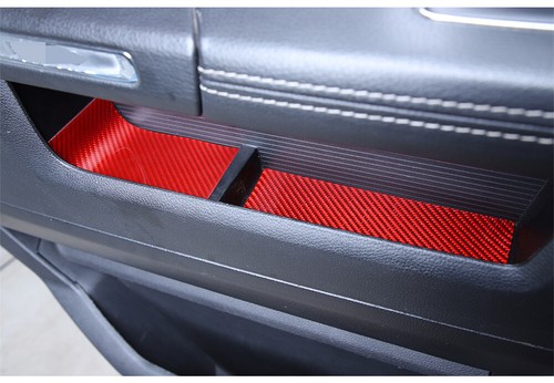Red Carbon Fiber Inner Door Storage Box Slot Mat Trim For Dodge Ram ...