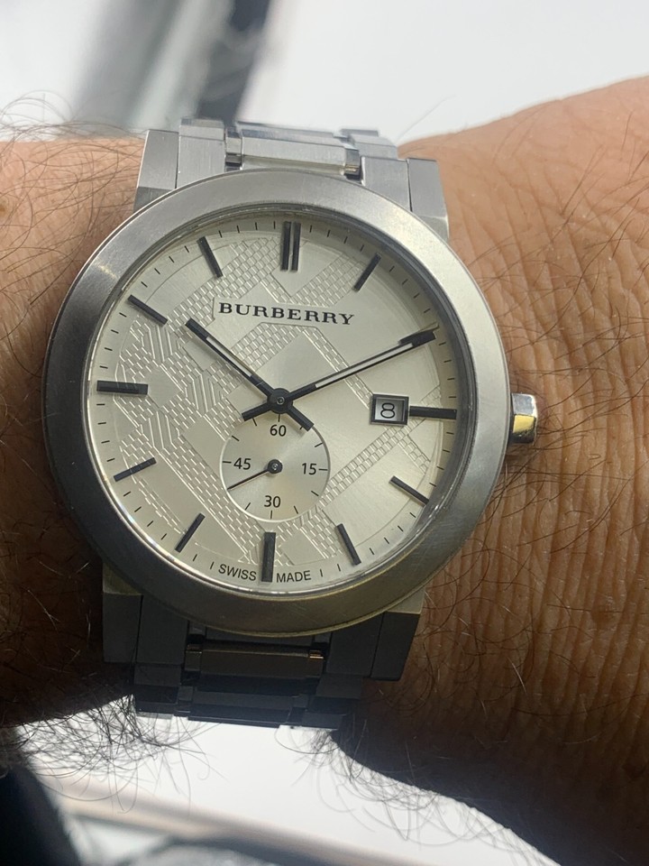 Burberry watch BU9900 The City Silver Dial Men's new battery working ...