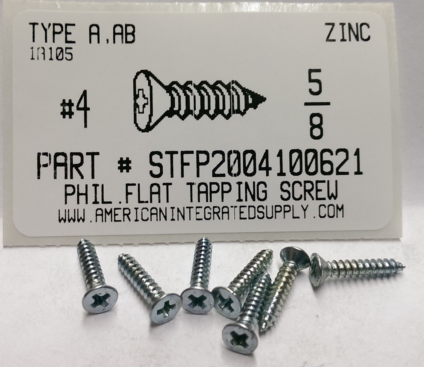 #4x5/8 Flat Head Phillips Tapping Screws Steel Zinc Plated (1000) | eBay
