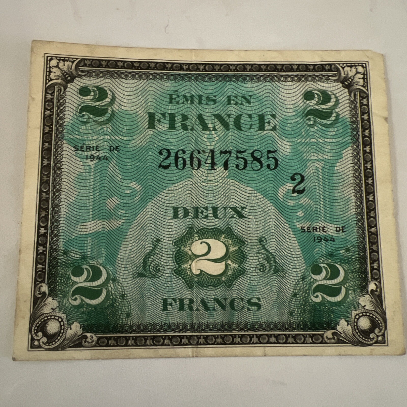 WW2 French 2 Franc 1944 (Allied Occupation Currency) France Banknote ...