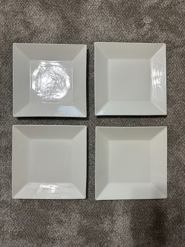 Porcelain Square White 10.5 Inch Dinner Plates SET of 4 Modern Ware ...