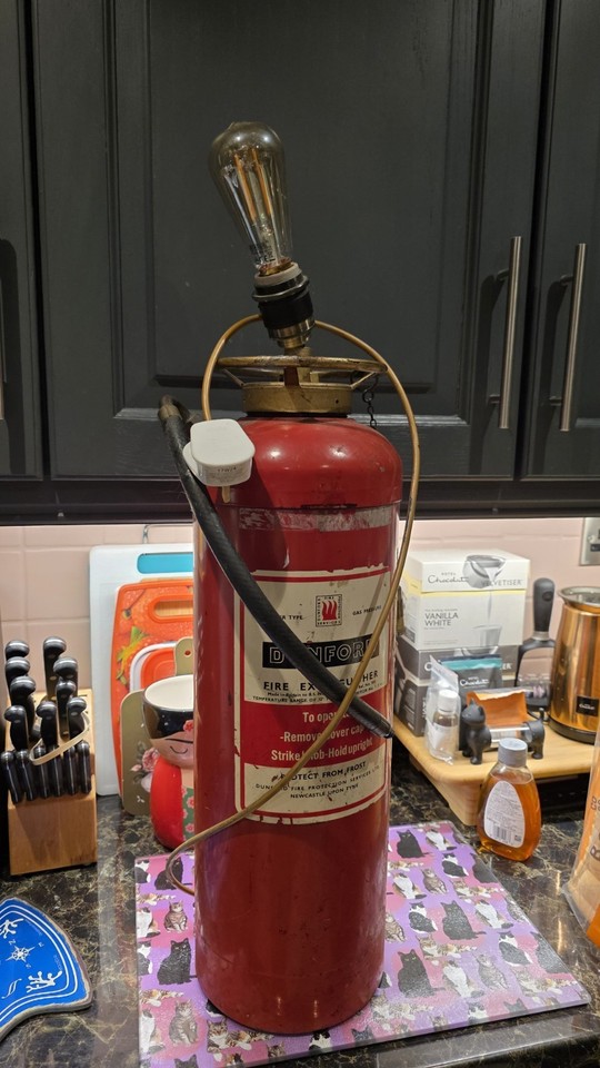 VINTAGE FIRE EXTINGUISHER ALREADY A LAMP BUT TURN IT INTO ANYTHING YOU ...