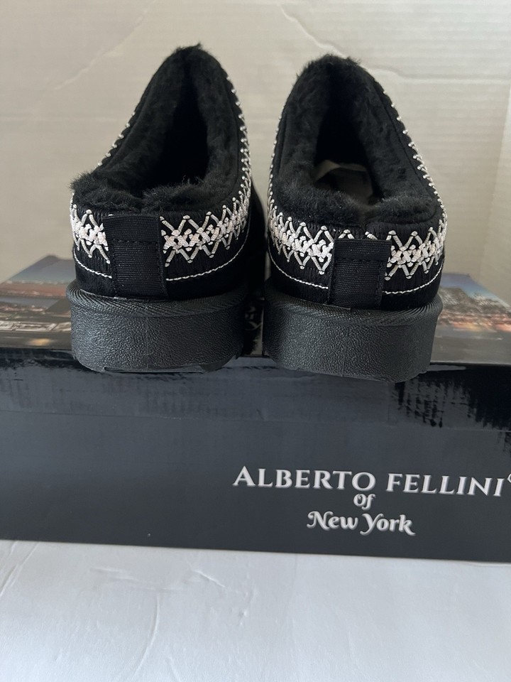 NEW Alberto Fellini UGG Design Slippers Men's/Women's Black Slip On ...