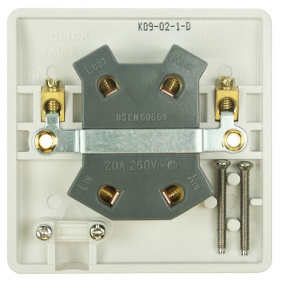 Click Mode Double Pole 20A Control Switch flex outlet White Scolmore ...