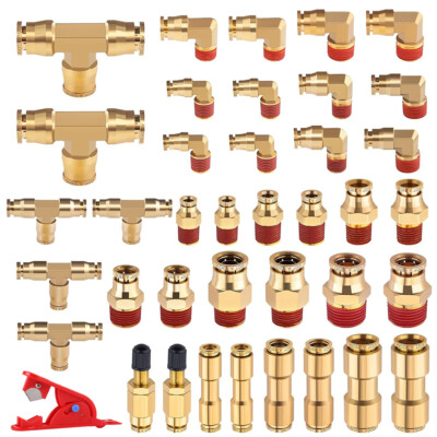 38Pcs New Brass Push to Connect Fittings DOT Air Brake Line Fittings ...
