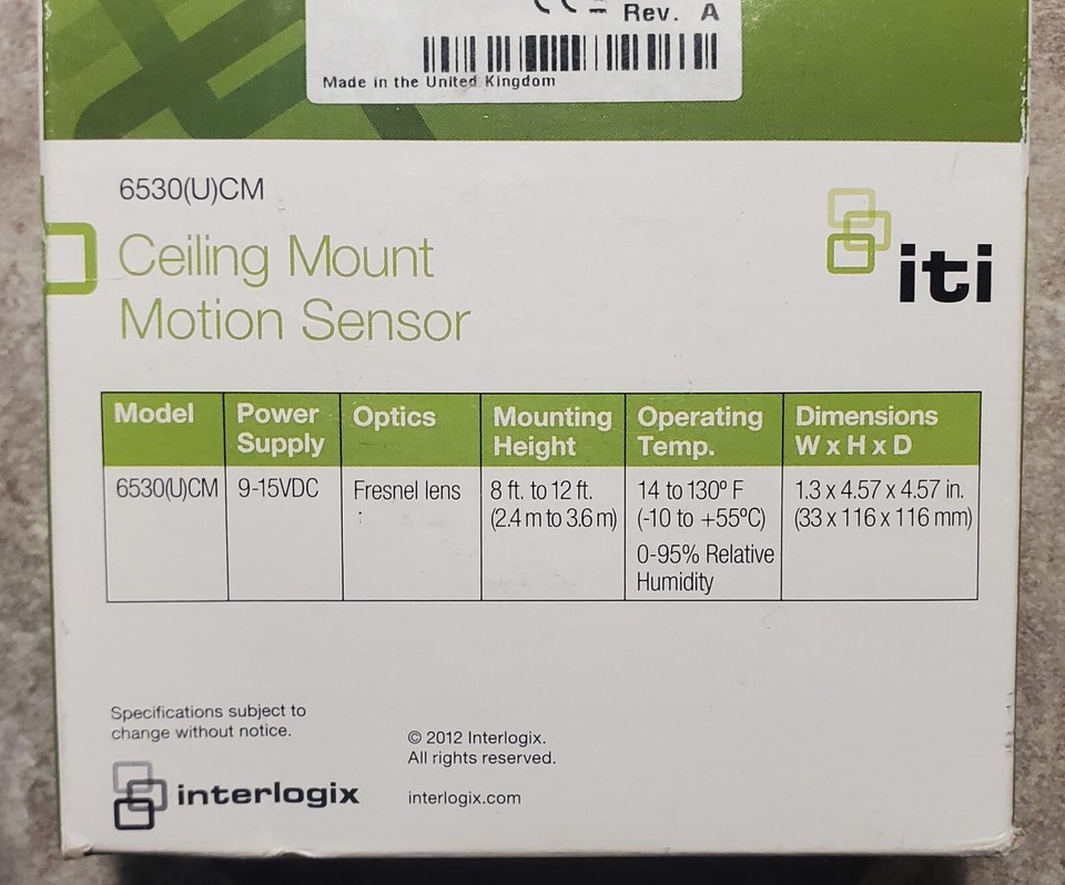 Interlogix 6530UCM Ceiling Mount Motion Sensor New in Box | eBay