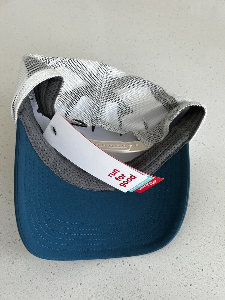 Saucony Trucker Cap Retro Style Snapback Mesh Navy Blue Gray Hat Boston ...