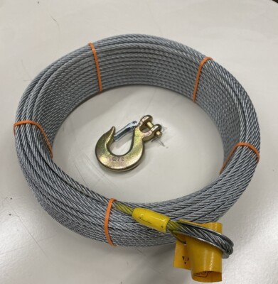 1/4" x 100 ft Galvanized Wire Rope Winch Cable + 5/16" Grade 70 Clevis ...