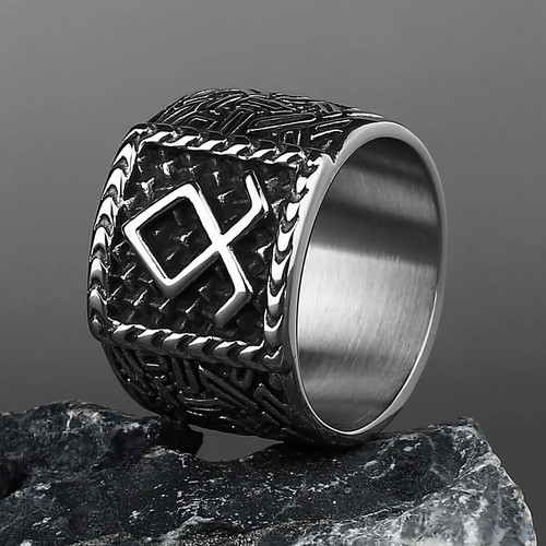 Men's Personalized Vintage Viking Odin Rune Stainless Steel Rings US ...