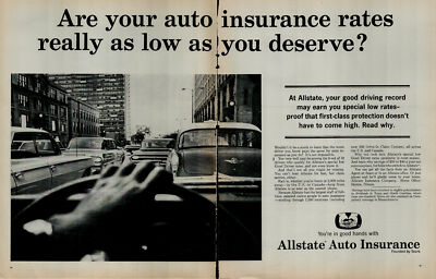 1964 All State Auto Insurance Man Driving In Traffic Vintage Print Ad ...