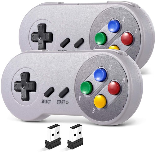 2 Pack 2.4 GHz Wireless USB Controller Compatible with SNES Games, SNES ...