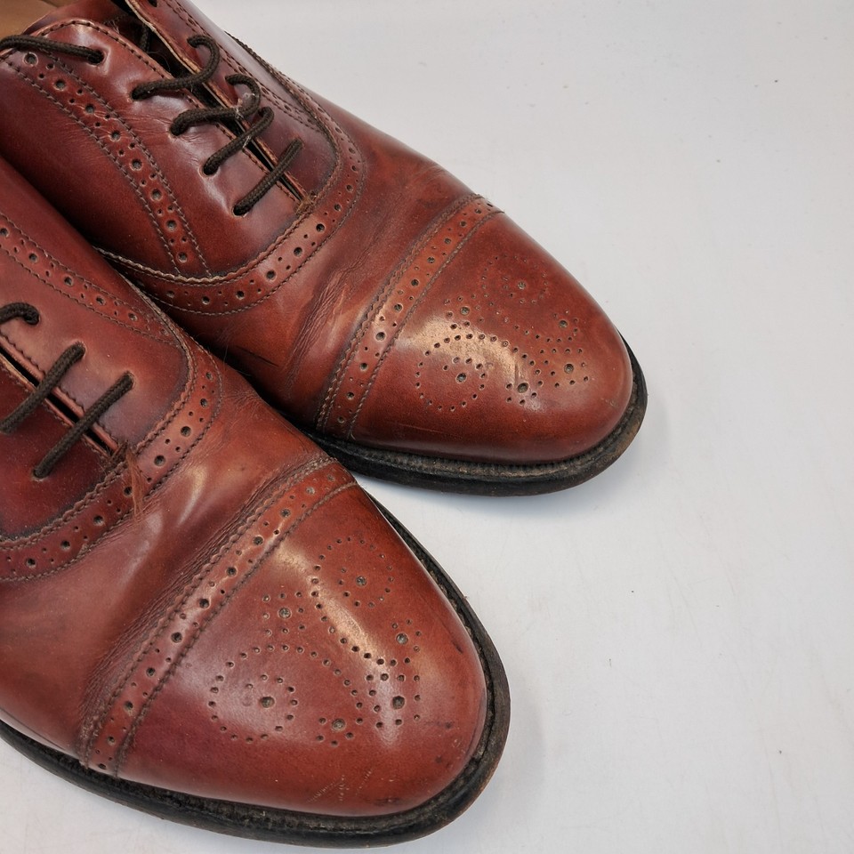 Barker Shoes Mens 7.5 Alfred Brown Leather Semi Brogues Oxford Smart ...