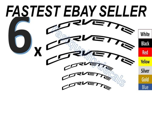 6 x for Corvette C7 Caliper Decal Black Sticker - Heat Resist -Ships ...