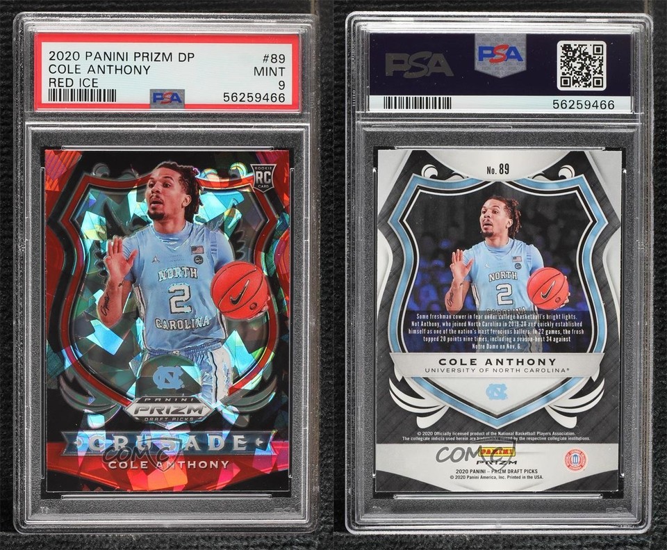 2020-21 Panini Prizm Draft Picks Crusade Red Ice Cole Anthony #89 PSA 9 ...