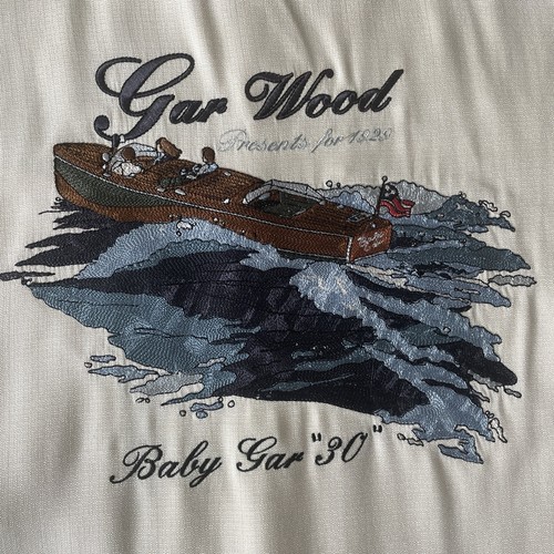 Nat Nast Limited Edit Embroidered Silk Shirt Men Sz L Boat Gar Wood ...