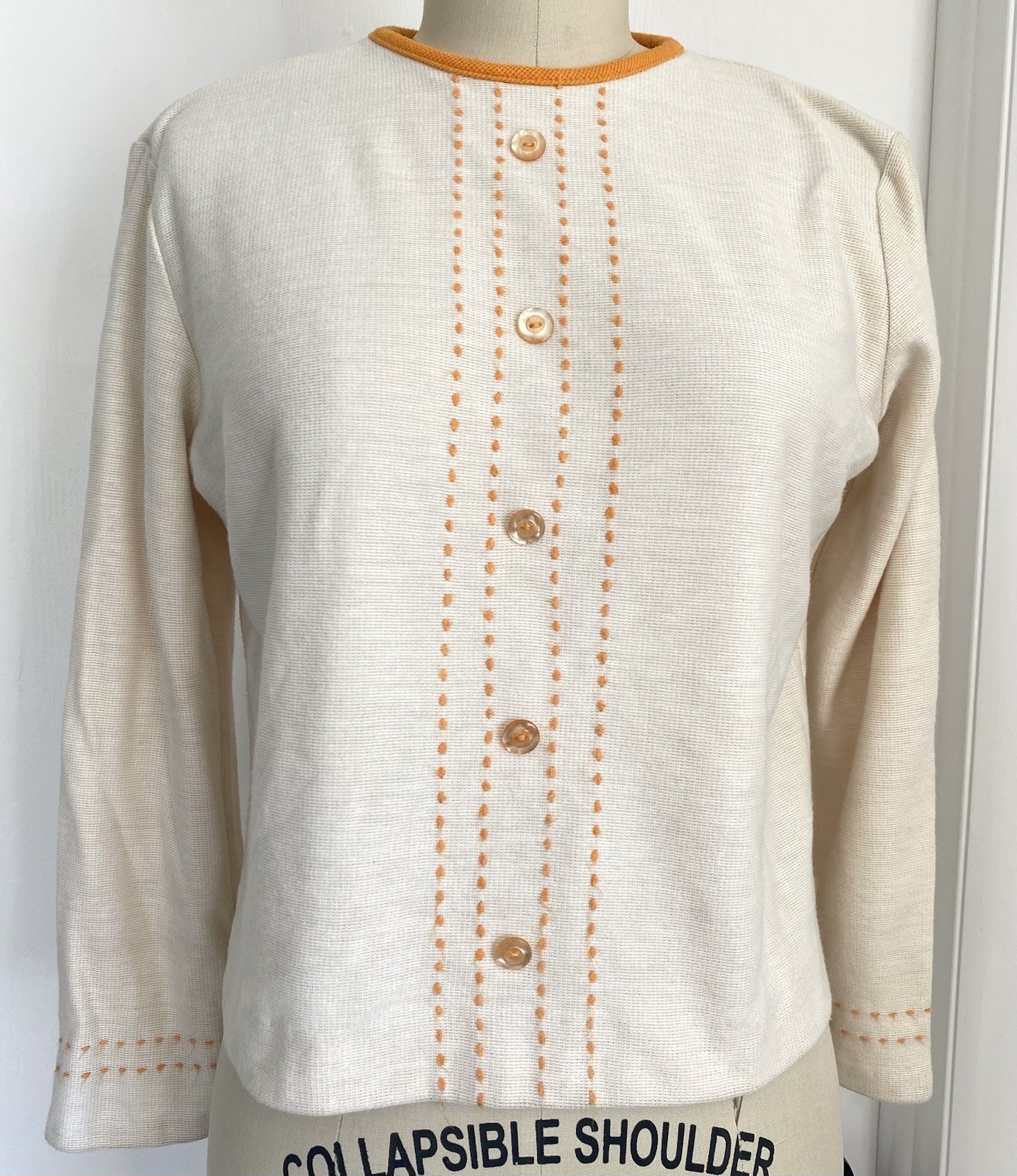 Vtg 1960s Crop Top Shirt Womens Cropped Mod Button Long Sleeve Orange ...