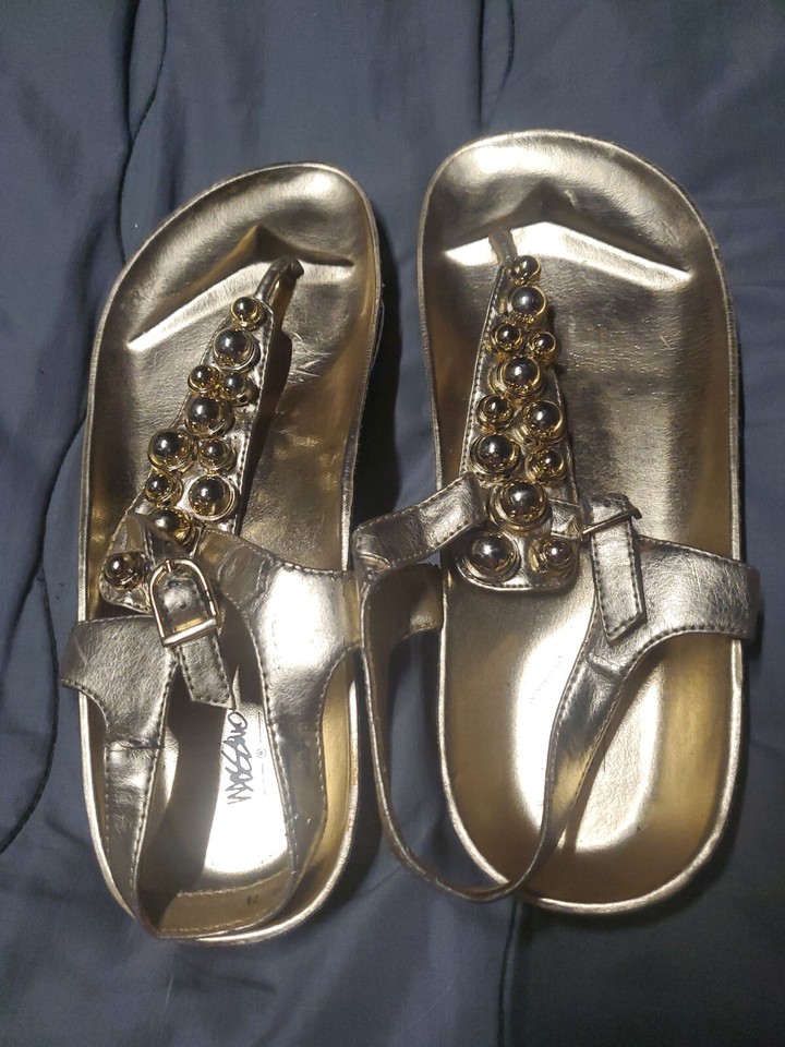 Mossimo Thong Gold Bead Accent Sandal Slingbacks VERY CUTE Sz 7.5 ~ ️ ...