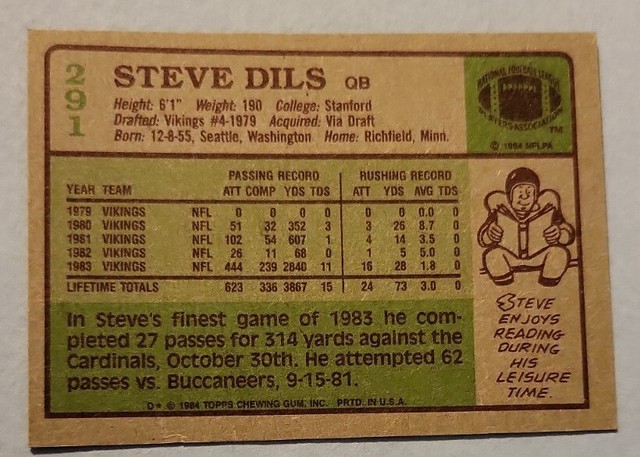 1984 Topps - #291 Steve Dils (RC) for sale online | eBay