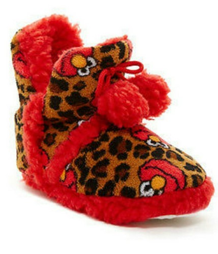ELMO Sesame Street Toddler Girls Black or Brown Boot Slip-On Slipper ...