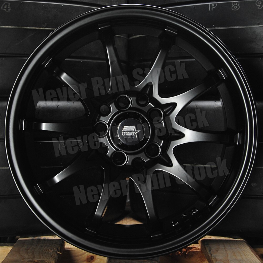 MST MT-04 15" 15x7 5x100/114.3 35 OFFSET MATTE BLACK 10 SPOKE SPORT 4 ...