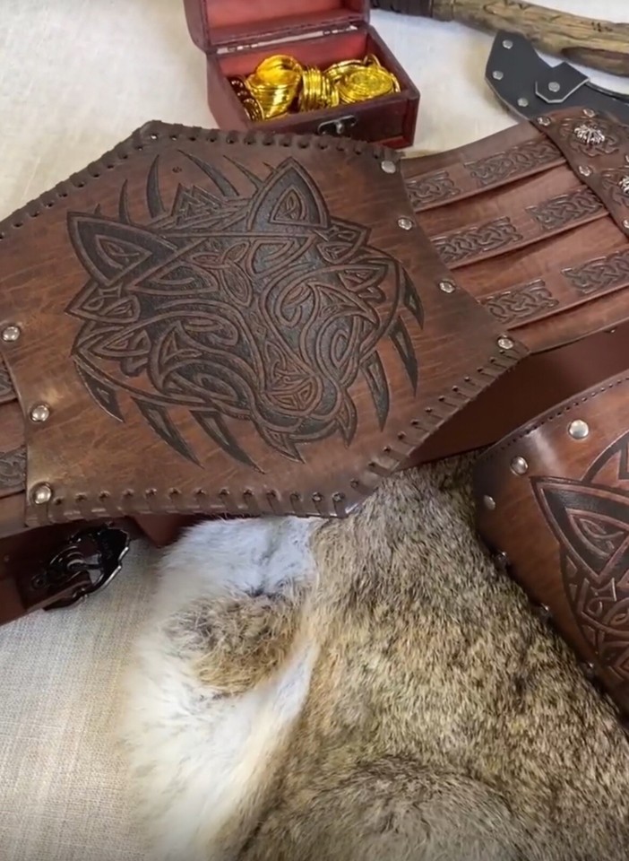 Brand New, Warrior Chest Armor w/ Viking Fenrir Brace, Warrior Set For ...