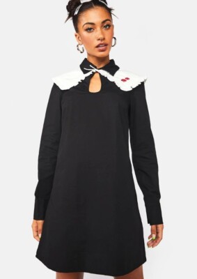 DOLLS KILL REMOVABLE COLLAR BLACK SHIRT DRESS | eBay